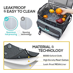 TOURIT Collapsible 48-Can Leak-Proof Insulated Rolling Cooler with All-Terrain Cart, Upgraded Fixtures and New Wheels Suitable for Beach, Picnic, Shopping
