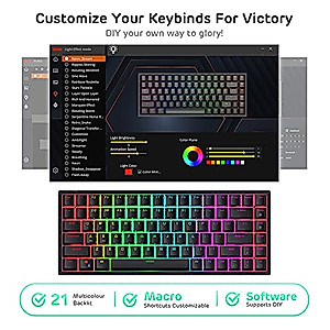 RK ROYAL KLUDGE RK84 Wireless RGB 75% Triple Mode BT5.0/2.4G/USB-C Hot Swappable Mechanical Keyboard, 84 Keys Bluetooth Gaming Keyboard w/High-Capacity Battery, Quiet Red Switch