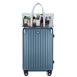 Clear PVC Travel Makeup Toiletry Storage Bag Large Capacity Plastic Tote Bag Cosmetic Clothes Organizer Bag for Men and Women