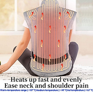 ZXU Large Heating Pad for Neck, Shoulders and Back Pain, 38" x 26" XXXL Fast Heating Wrap with Weighted Edge,2.2lbs, Dry & Moist Heat, 3 Heat Settings, Auto Shut-Off,Fast-Heating Hot Heated Pad