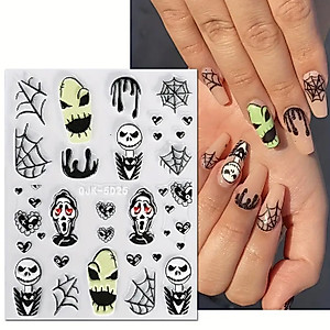 Muagorn Halloween 5D Nail Art Stickers Decals – Distinctive Set of 3 Realistic Designs for Individualized Halloween Nail Accents (Style 01)