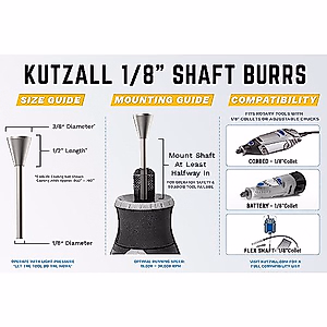 Kutzall Extreme Flame Rotary Burr, 1⁄8" Shaft, Very Coarse- Woodworking Attachment for Dremel, Foredom, DeWalt, Milwaukee. Abrasive Tungsten Carbide, 1⁄4" (6.3mm) Dia. X 1⁄2" (12.7mm) Length FLX-14-EC