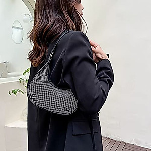 Rysmoclr Rhinestone Hobo Bag for Women Crystal Rhinestone Clutch Purses Bling Evening Bag Women's Shoulder Handbags Crossbody Bag