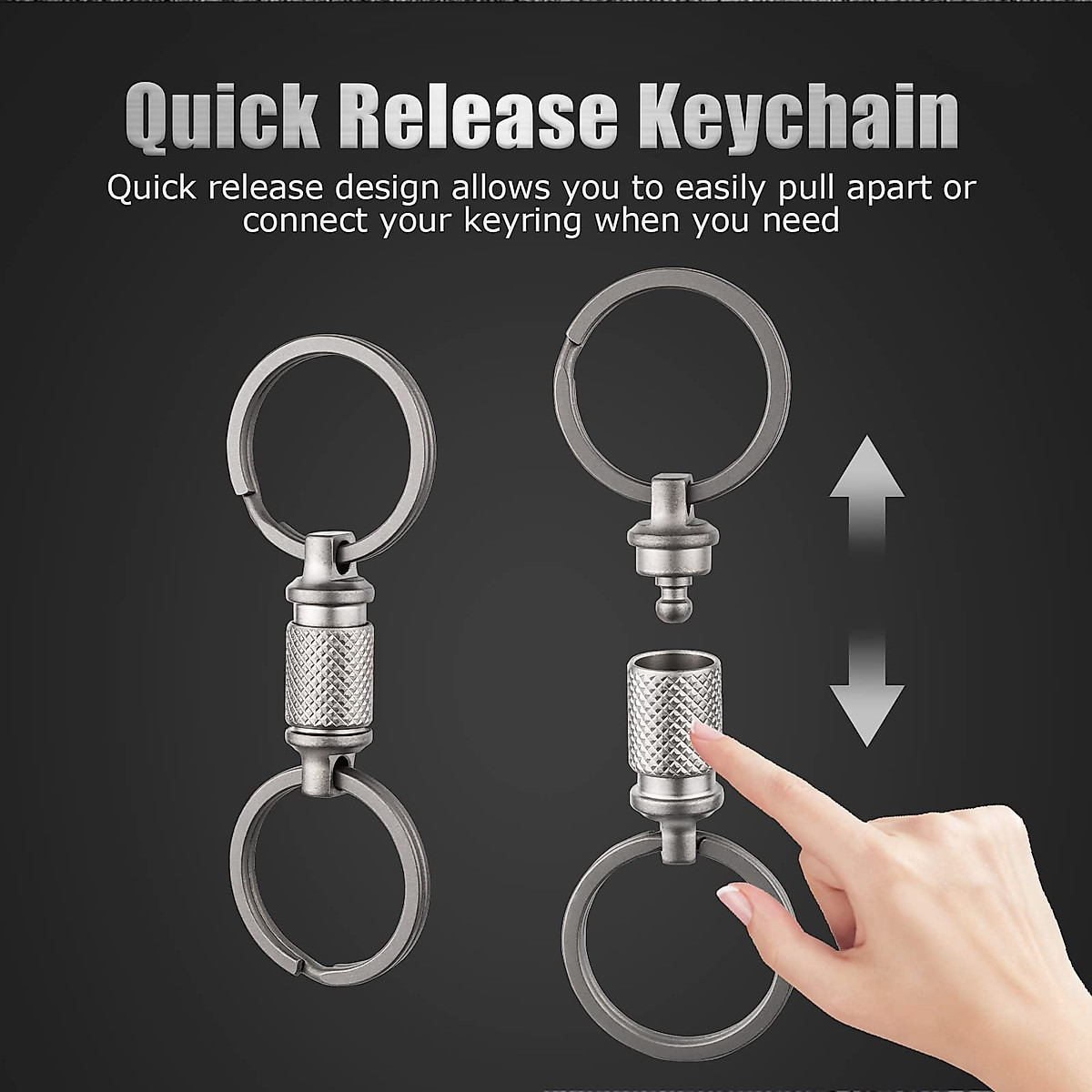 Titanium Quick Release Keychain with 2 Titanium Key Rings, Detachable Key Ring Swivel Key Holder Anti-Slip Design UIInosoo for Double-End Pull Apart Keys Easily