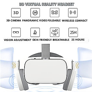 3D Virtual Reality VR Headset with Wireless Remote Control, VR Goggles/Glasses for IMAX Movies & Play Games, Compatible for Android iOS iPhone 12 11 Pro Max Mini X R S 8 7 Samsung 4.7-6.2" Cellphone