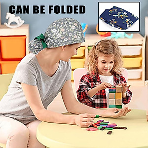 FADACHY Scrub Caps Women, Ponytail Holder Working Cap with Buttons Ribbon Tie Scrub Hats Nurse Cap, Long Hair