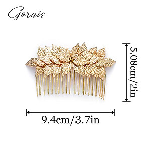 Gorais Gold Leaf Wedding Hair Comb Leaves Bridal Hair Piece Bride Hair Accessories for Women and Girls