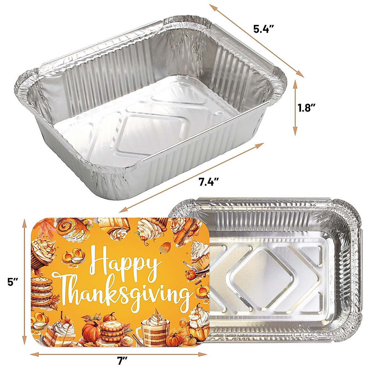 WorldBazaar Thanksgiving Aluminum Containers with Lids 36PCS Thanksgiving Leftover To Go Containers Disposable Fall Turkey Foil Pans Food Sacks Storage Thanksgiving Party Supplies