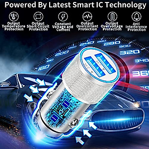 [Apple MFi Certified] iPhone Fast Car Charger, BARMASO 4.8A Dual USB All Metal Smart Power Car Charger with 2 Pack Lightning to USB Quick Car Charging Cable for iPhone 14 13 12 11 Pro/XS/XR/SE/X/iPad