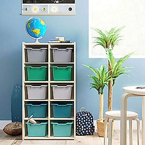 ECR4Kids Streamline 10 Cubby Tray Cabinet with Scoop Front Storage Bins, 5x2, Classroom Furniture, Contemporary
