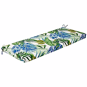 Pillow Perfect 586601 Perfect Outdoor/Indoor Soleil Bench/Swing Cushion, 45" x 18", Blue/Green