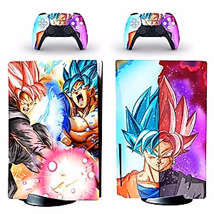 Vanknight PS5 Standard Disc Console Controllers Vinyl Skin Sticker Decals for Playstation 5 Console Controllers Super Saiyan