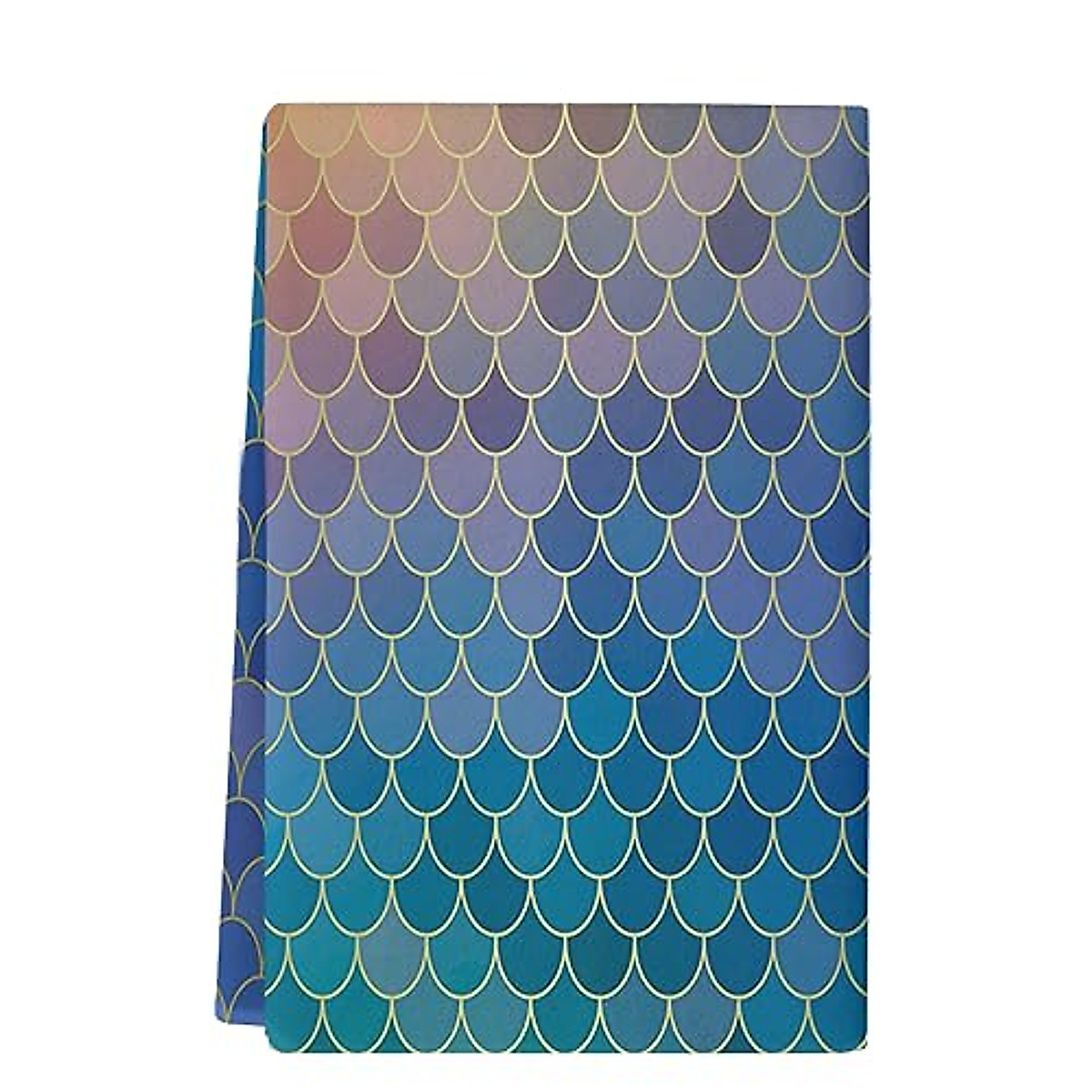 Kitchen Towels Fish Mermaid Glitter Absorbent Tea Towel Soft Hand Dish Towel Ocean Ombre Orange Teal Reusable Washable Cleaning Cloth Hand Bath Towels for Bathroom Bar for Everyday Cooking (Pack of 1)