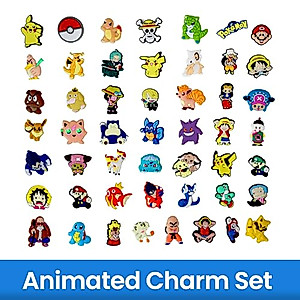 Cynically Happy - Shoe Charms, 50 Piece Assorted Set of Cute Charms for Bracelets and Shoes, Durable PVC Shoe Accessories, Unisex Clog and Shoe Decoration Charms, Animated Charm Set