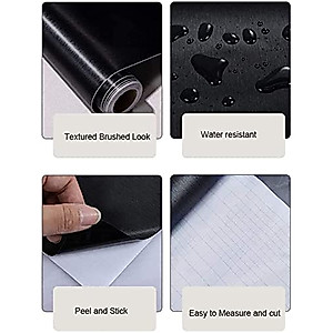 Self Adhesive Brushed Black Stainless Steel Contact Paper for Refrigerator Door Dishwasher Stove Oven Fridge Appliances Removable 15.7x117 Inches