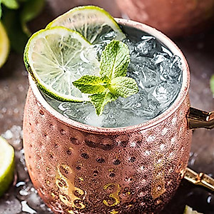 Personalized Custom Brown Mug Hammered Finish Moscow Mule with Brass Handle | Bold Monogram Engraved Bar Style Cup, 18 oz | Set of 4