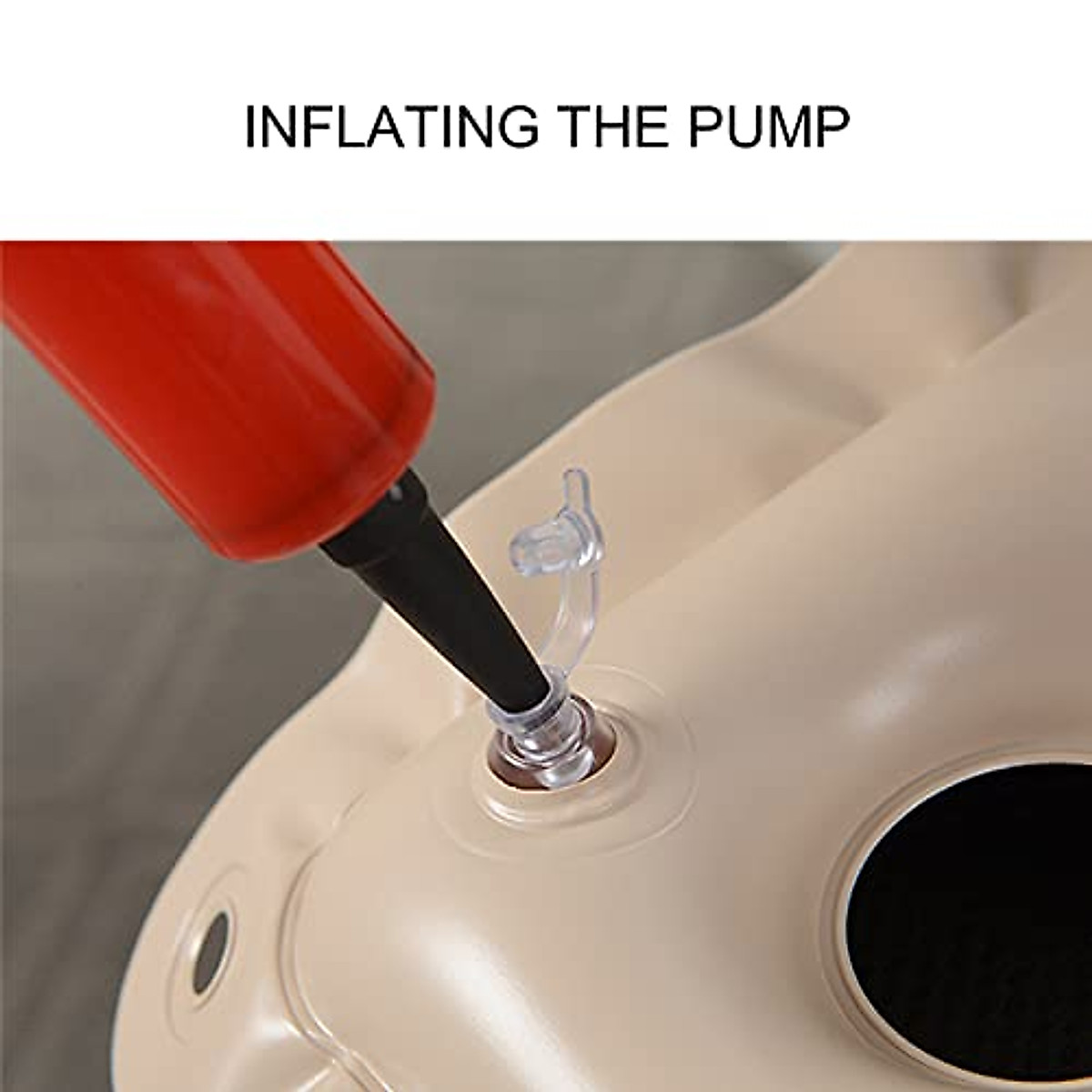 Inflatable Seat Cushion, PVC 16 Holes Inflatable Chair Cushion Anti Decubitus Ergonomic Chair Cushion Coccyx Sciatica Chair Pad Ideal for Long Sitting with Pump Beige