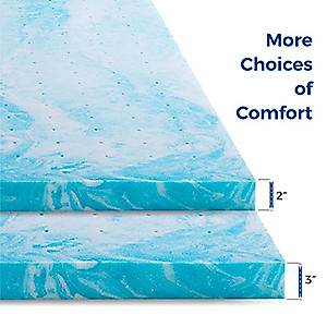 Queen Mattress Topper 2 Inch Memory Foam Mattress Topper with Cooling Gel Infusion, Mattress Topper in a Box, CertiPUR-US Certified, 60”x80”, Blue