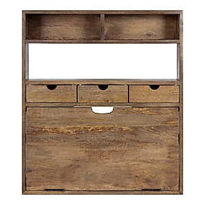 Kate and Laurel Georgie Natural Wood, Bohemian Computer Home Office with Folding DesignWall Hanging Desk, 26x6x30