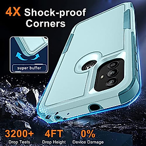 for Motorola Moto G Play 2023, Moto G Pure, Moto G Power 2022 Case with Tempered Glass Screen Protector, 2-in-1 Full Body Heavy Duty Rugged Shockproof Protective Phone Cover, Mint Green