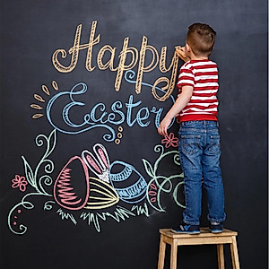 Chalkboard Wallpaper Stick and Peel: Contact Paper 17.7 X 78.7 Inches Classroom Chalkboard Stickers Chalk Board Paint Self Adhesive Wall Paper with 5 Colorful Chalks