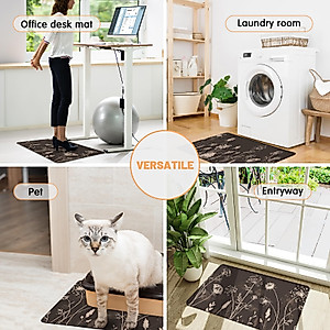 Witzest Blue Modern Kitchen Mat Cushioned Anti-Fatigue Kitchen Rug Set of 2, Non Slip Waterproof Kitchen Mat and Comfort Memory Foam Kitchen Matt Standing Stress Mat for Kitchen Floor, Sink, Corner