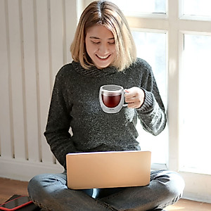 Gerrii Double Wall Insulated Coffee Mugs with Handle Glass Tea Cups Glasses Espresso Mugs Clear Glass Coffee Cups Latte Cappuccino Beer Glasses Mug (15 Pcs, 2.5 oz)