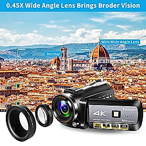4K Video Camera Camcorders 30MP Ultra HD Infrared Night Vision Wifi Vlogging Camera for YouTube 30X Digital Zoom Touch Screen Camera Recorder with Wide-Angle Lens,32GB SD card、Infrared Flashlight