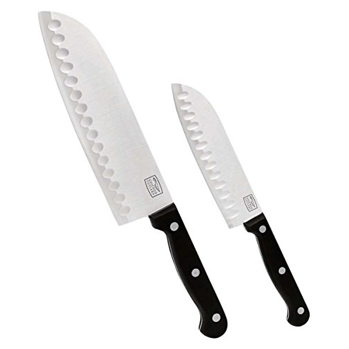 Chicago Cutlery 2-Piece Stainless Steel Triple Rivet Polymer Handles Essentials Partoku/ Santoku Set, Black
