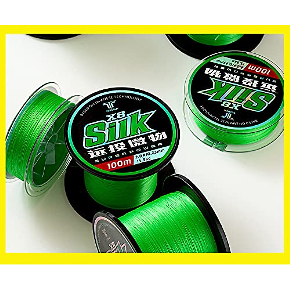 Green Braided Fishing Line, Highly Abrasion Resistant Braided Lines, Thin Diameter, Zero Stretch, Zero Memory, Easy Casting, Great Knot Strength, Color Fast (110YDS- 0.25mm -39LB)