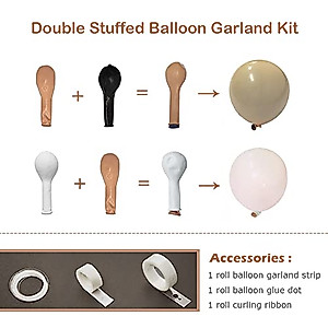 Blush Ivory Balloons Garland Kit Pastel Ivory Nude Brown Rose Gold Metallic Double Stuffed Balloons Arch kit for Bridal Engagement Baby Shower Birthdays Weddings Boho Party Decoration
