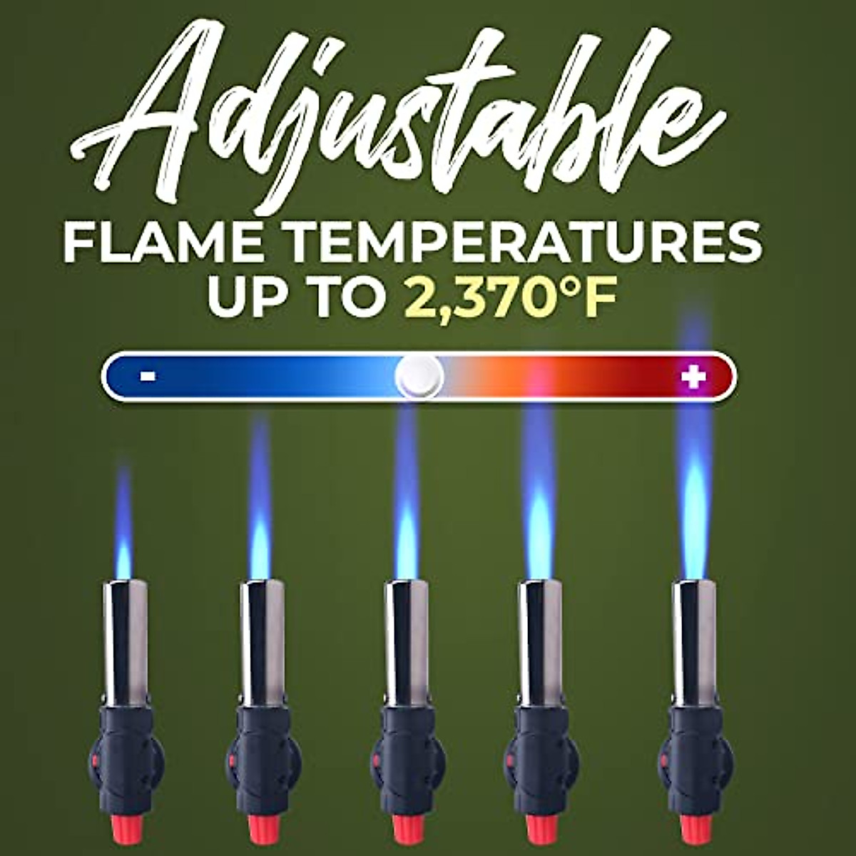 Kitchen Torch With Butane included - Refillable Butane Torch With Safety Lock & Adjustable Flame + Fuel gauge - Culinary Torch, Creme Brulee Torch for Cooking Food, Baking, BBQ, 2 Cans Included