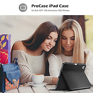 ProCase Smart Case for 2022 iPad 10th Generation Case with Pencil Holder, Slim Stand Protective Folio Book Cover for iPad 10.9 inch 2022 A2696 A2757 A2777-Black