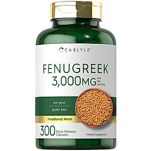 Carlyle Fenugreek Capsules | 300 Count | Non-GMO & Gluten Free Extract | Fenugreek Seeds
