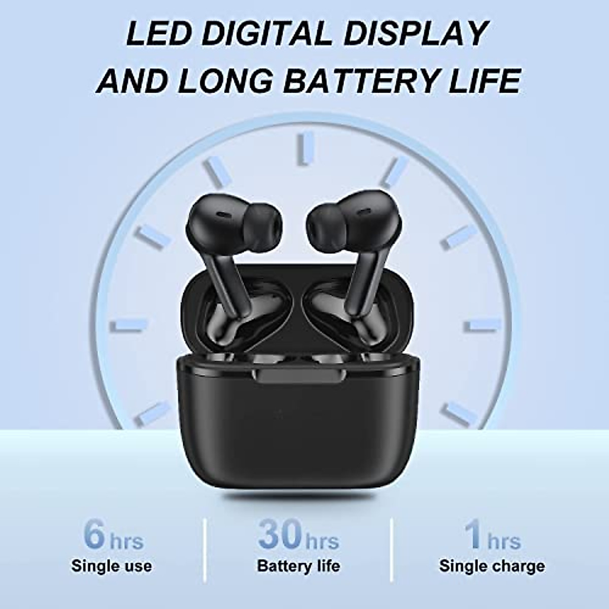 VANZO Wireless Bluetooth Earbuds, True Wireless Stereo Headsets in-Ear, 30H Playtime & Wireless Charging Case, Built-in Mic Earphones Premium Sound, Touch Control, IPX5 Waterproof Sport Headphones