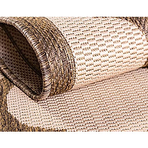 Unique Loom Trellis Collection Area Rug-Lattice Border Design, Moroccan Inspired for Indoor/Outdoor Décor, 2 ft 2 in x 3 ft, Brown/Beige