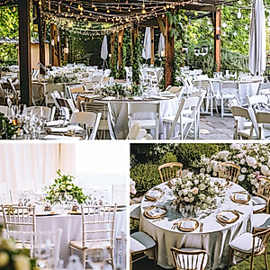 Fixwal 120 Inch White Round Tablecloth, 6 Pack Round Table Cloth Polyester Fabric Washable Table Covers for Wedding, Party, Banquet, Dining, Birthday Events