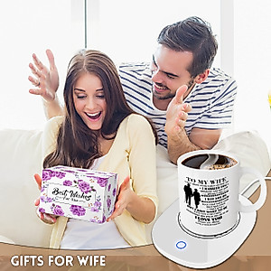 Gifts for Wife-Gifts for Wife Mother's Day Great Mug Warmer Set-Mothers Day Wife Gifts from Husband Smart Warmer Thermostat Coaster with Mug, Beverage Warmer Maintain Temperature 120℉-140℉