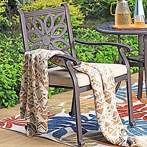 Sophia & William Patio 3 Pieces Cast Aluminum Bistro Bar Set with 2 Chairs and 1 Round Table, Outdoor Dining Conversation Furniture with 1.97" Umbrella Hole, Antique Bronze