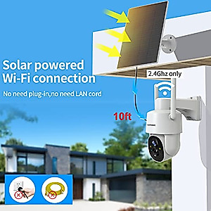 Luovisee Solar Wireless Outdoor Camera,2K Rechargeable Battery WiFi Camera,with PTZ,360 View,Motion Detection,Spotlight Colorful Night Vision,2-Way Audio,Cloud/SD Card Storage,AI Analysis