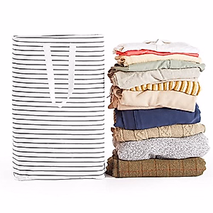 72L Freestanding Laundry Hamper, Collapsible Waterproof Clothes Basket with Easy Carry Long Handle, Washing Bag for Clothes, Toys (1 Pack, Grey)