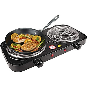 Timoau Electric Countertop Burner, Double Burner, 2000W Induction Cooktop, Portable Electric Hot Plate, 5 Level Adjustable Temperature Control Cooking Ranges for Home Dorm Camping Cooking