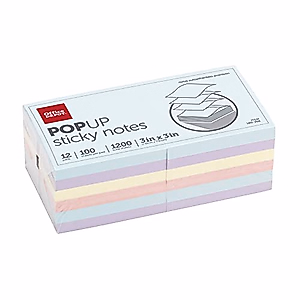 Office Depot® Brand Pop-Up Notes, 3" x 3", Assorted Pastel Colors, 100 Sheets Per Pad, Pack of 12