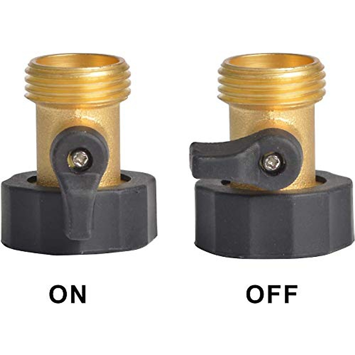 HYDRO MASTER Heavy Duty Brass Shut Off Valves Garden Hose Connectors with Extra Rubber Seals 3/4" NH(2 Pack)