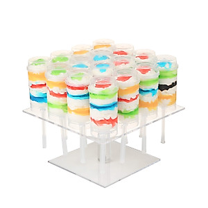 Clear Square Acrylic 16 Holes Push Pop Cake Stand for Party, Wedding, Bakery (7.87'' of Length)