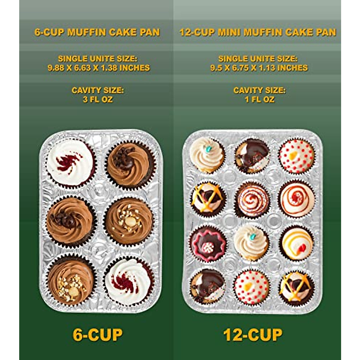 PARTY BARGAINS 6-Cup Aluminum Muffin Pans - 20 Pack, Standard Size Cupcake Pans, Disposable Muffin Tin for Baking (Max 240°C)