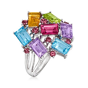 Ross-Simons 4.50 ct. t.w. Multi-Gemstone Cluster Ring in Sterling Silver. Size 7