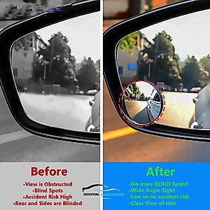 Blind Spot Car Mirror 2 Pack-2 Inch Round Rear View Convex Mirrors for Cars/SUVs/Motorcycles/Trucks/Trailers/Snowmobiles/Bicycles/RVs/Boats/Golf Carts with Rust Resistant Frame-HD Real Glass
