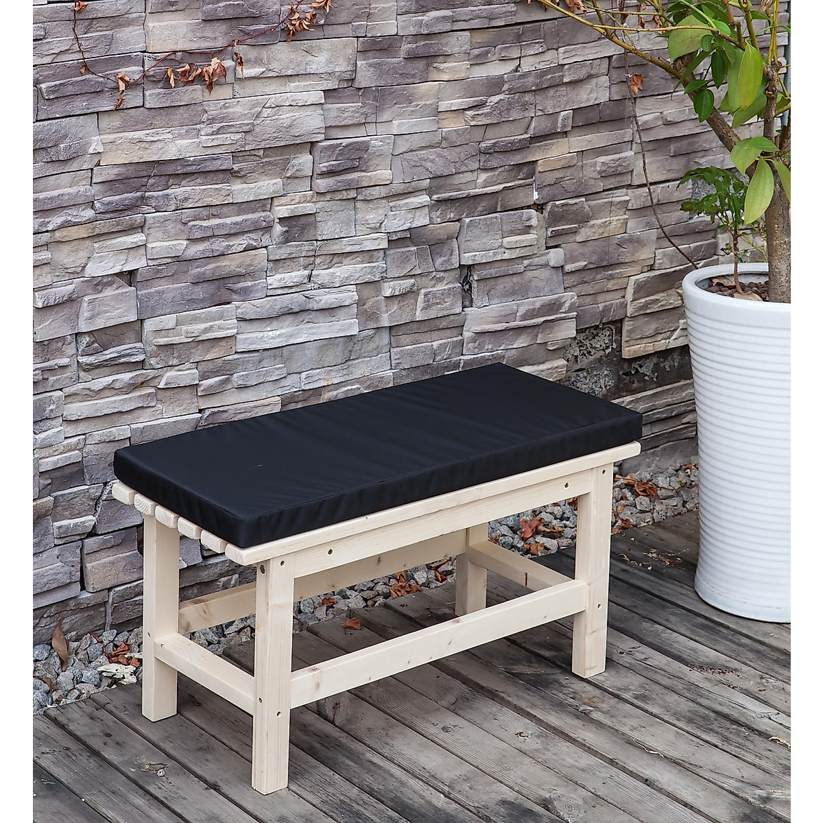Sigmat Bench Cushion 36 in for Outdoor Furniture Water Resistant and Fade Resistant Patio Settee Long Cushion Black 36x14x2 Inch