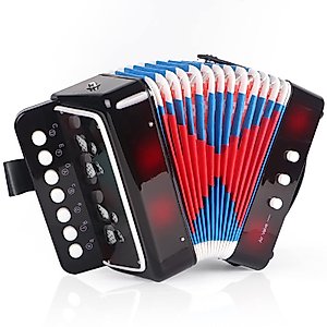 Kids Accordion, Horse 10 Keys Control Kids Accordion Musical Instruments for Kids Children Beginners Lightweight and Environmentally-friendly (Black)